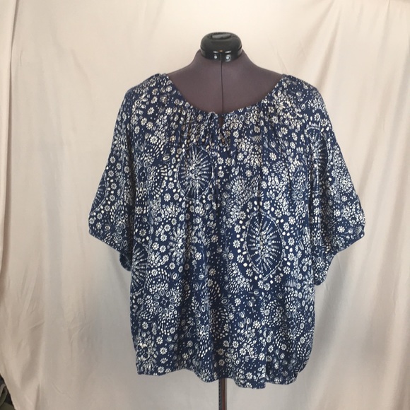 torrid | Tops | Torrid Plus Size 5x Navy And White Peasant Blouse With ...